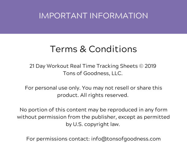 21 Day Fix Real Time Fitness Tracker, Workout Tracker, Instant Download