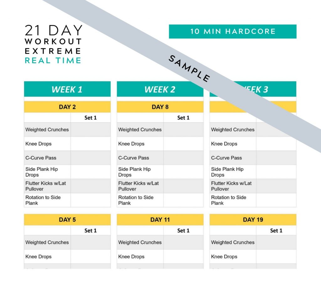 21 Day Fix EXTREME Real Time Printable Tracking Sheets