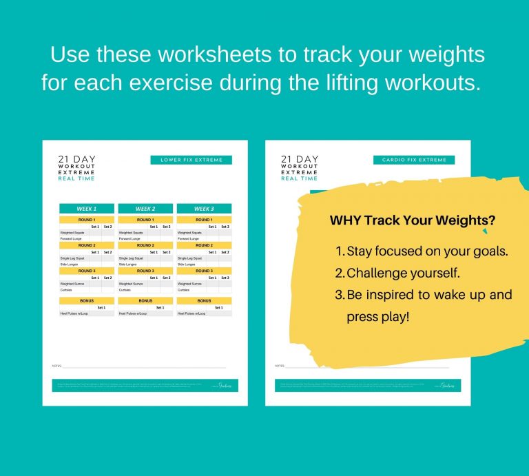 21 Day Fix EXTREME Real Time Printable Tracking Sheets